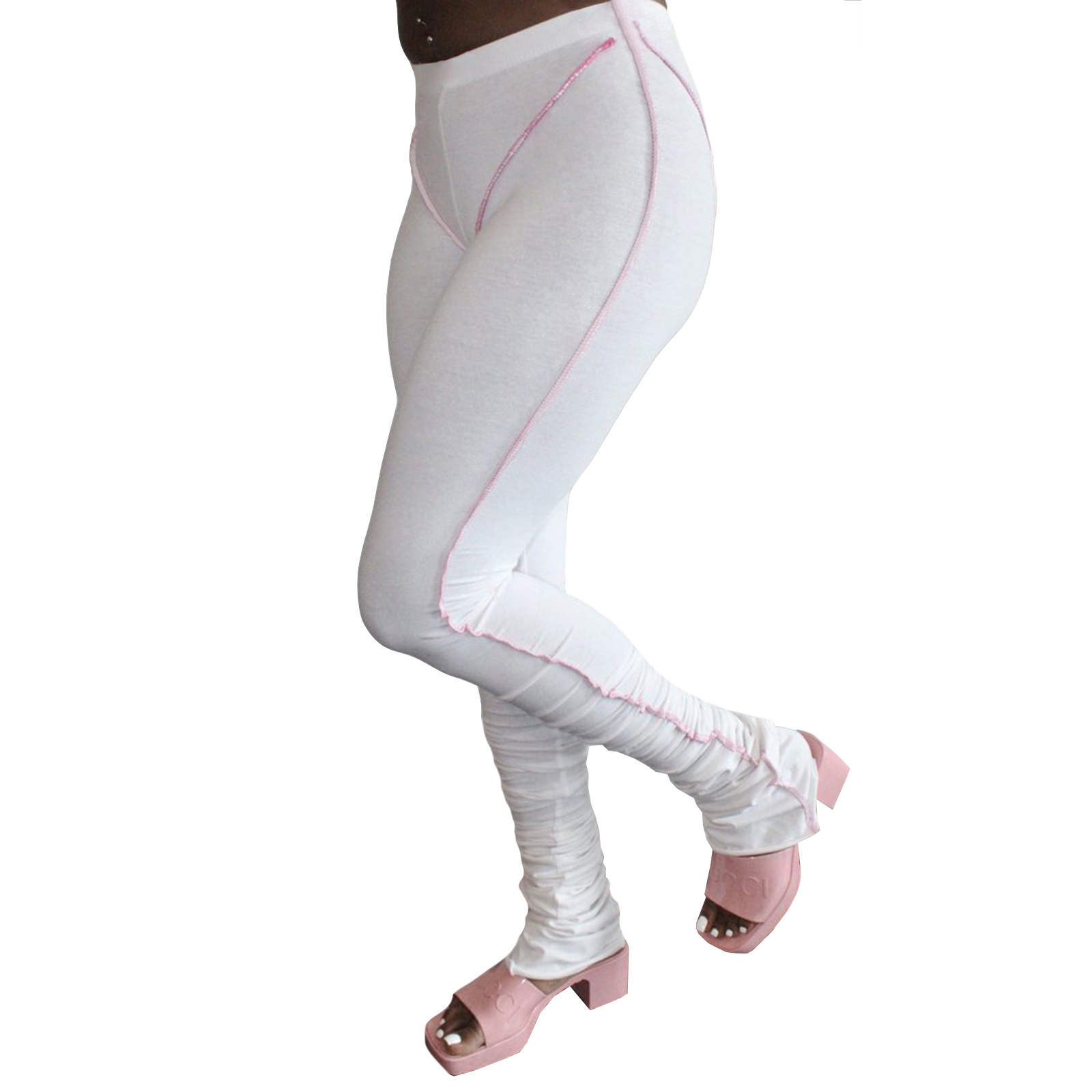 HR8187 欧美时尚女装 2021秋冬新款 棉质面料自定义堆叠堆堆裤-阿里巴巴