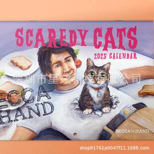 跨境新品 Scaredy Cats 2025 Monthly Calendar 个性创意挂历-阿里巴巴