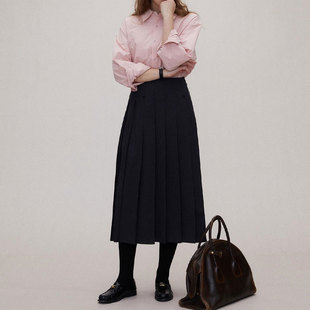 现货SHYSH “裙”正反两穿经典百褶重工压明线复古长款半-阿里巴巴