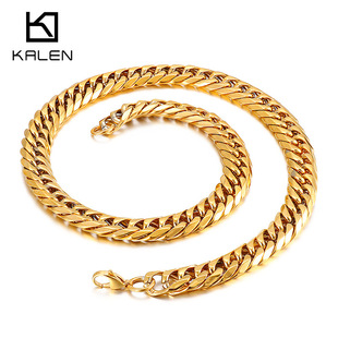 欧美潮流男士18K金电镀项链 钛钢时尚简约链条手链配饰一件可代发-阿里巴巴