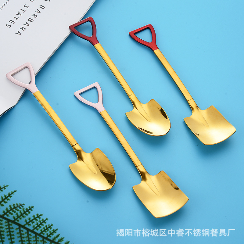 304 stainless steel new creative spade small spoon ice cream fruit ...