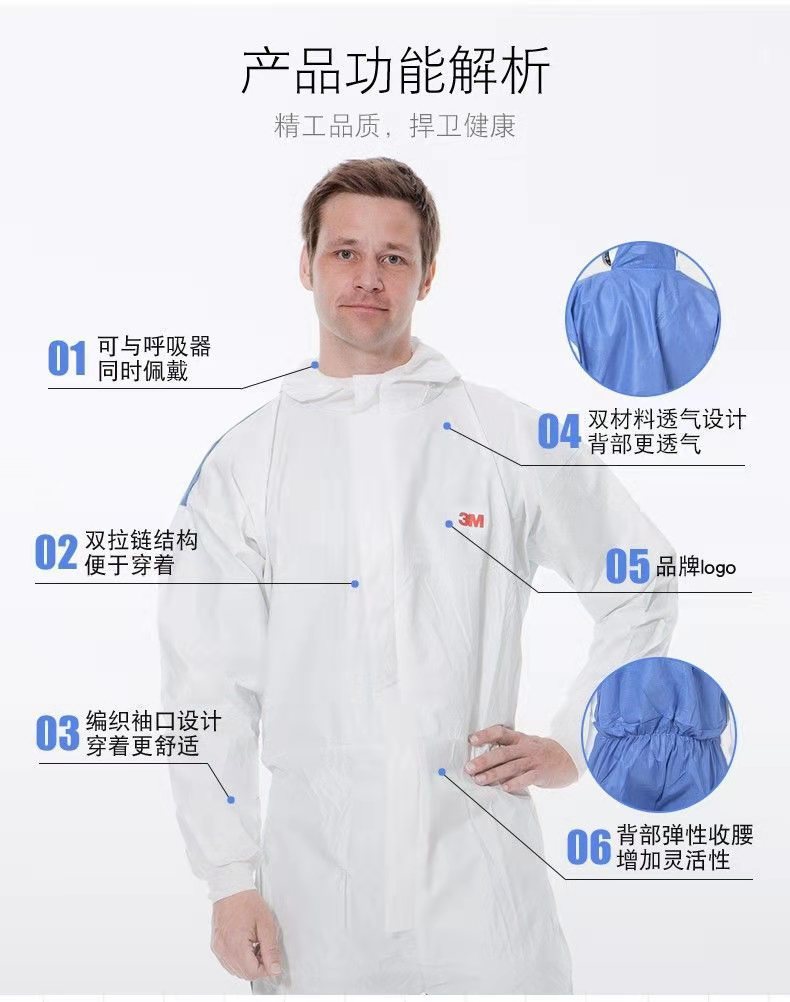 3M 4535防护服无尘服连体带帽防尘服防静电服透气喷漆农药工作服-阿里巴巴
