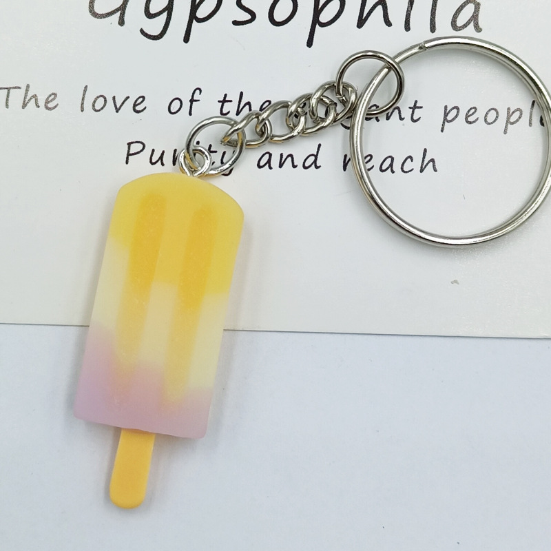 Resin simulation gradient color ice cream popsicle ice cream key chain ...
