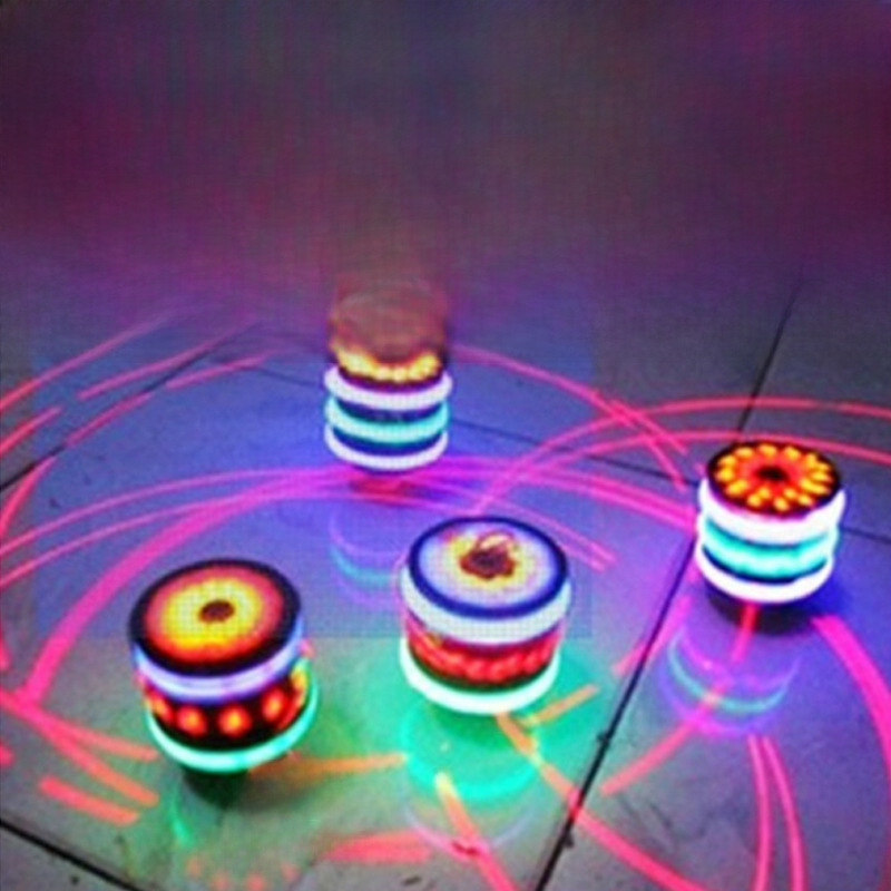 Children's Glow Top Toy Luminous Rotating Colorful Music New Year Boy ...