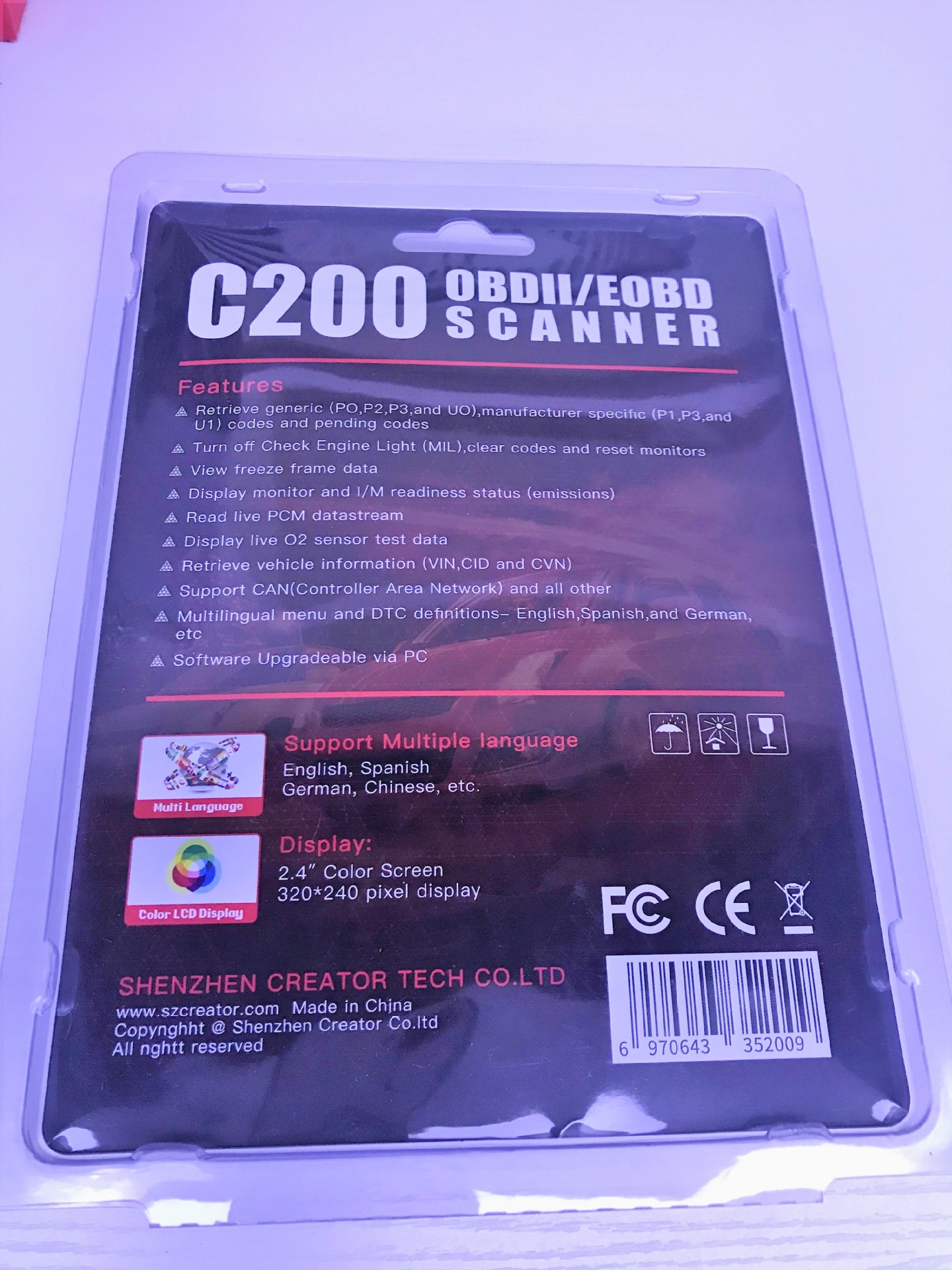 Creator C200 obd2 scanner多语言汽车故障诊断仪故障灯灯清除-阿里巴巴