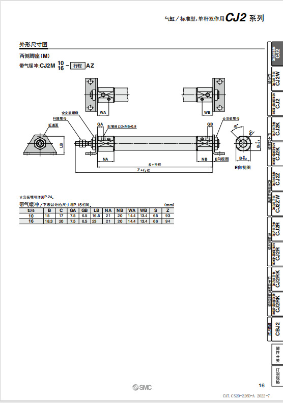 SMC标准气缸CDJ2B CJ2B10-5/10/20/25/30/40/50/60/75/100Z-B-A-阿里巴巴