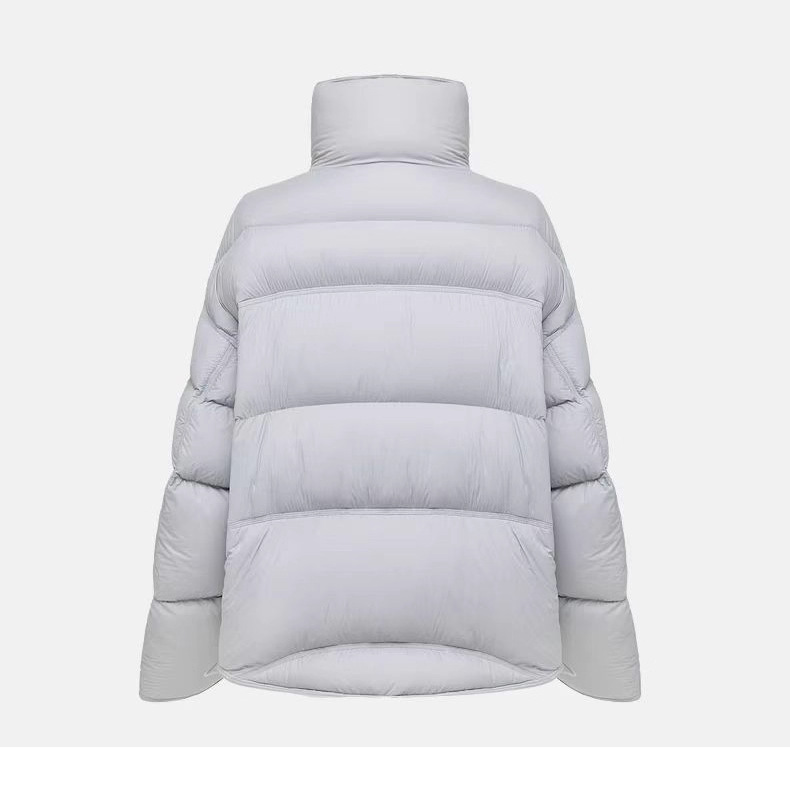 现货2025冬季新款宽松休闲高级风灰色显瘦立领面包羽绒服女 Y143A-阿里巴巴