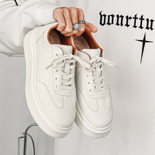 Off-AFT秋季休闲板鞋百搭小白鞋皮面厚底增高透气软底鞋潮鞋Y-2-阿里巴巴