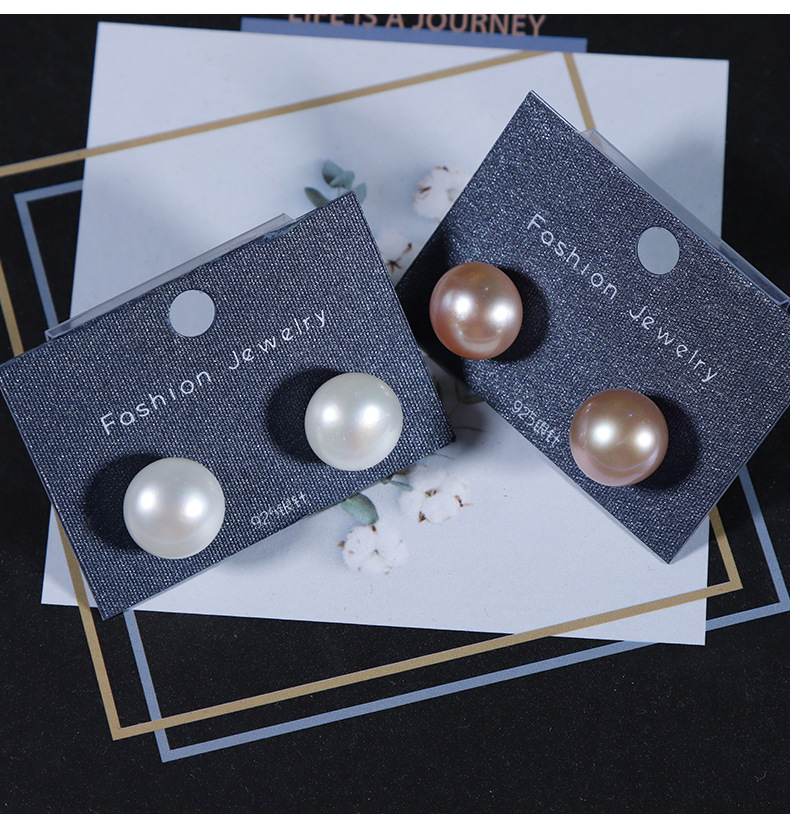 复古大点位12-13mm天然淡水珍珠耳钉馒头珠S925纯银防过敏现货-阿里巴巴