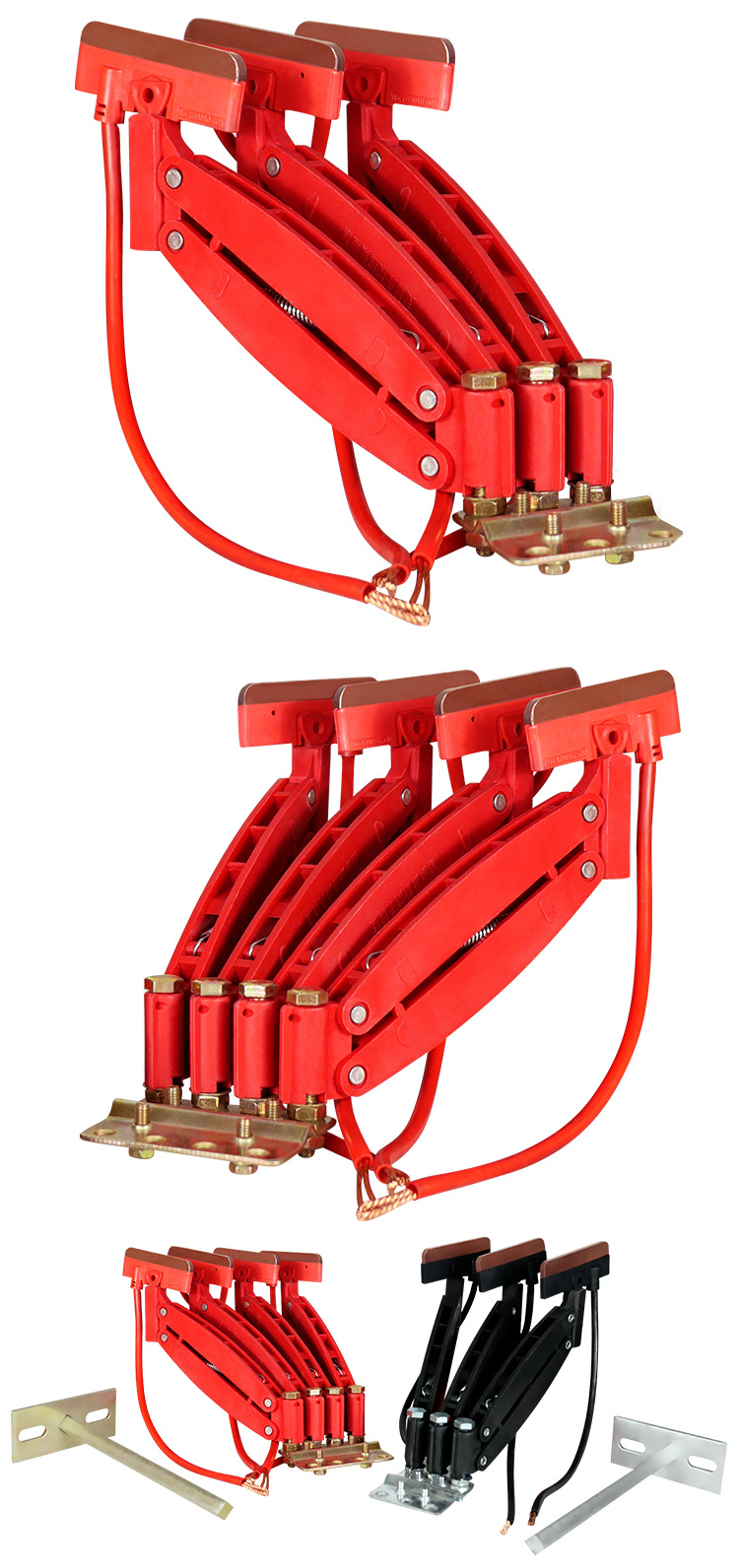 行车无接缝滑触线集电器无锡式红色H304受电器3级4极60A耐磨碳刷-阿里巴巴