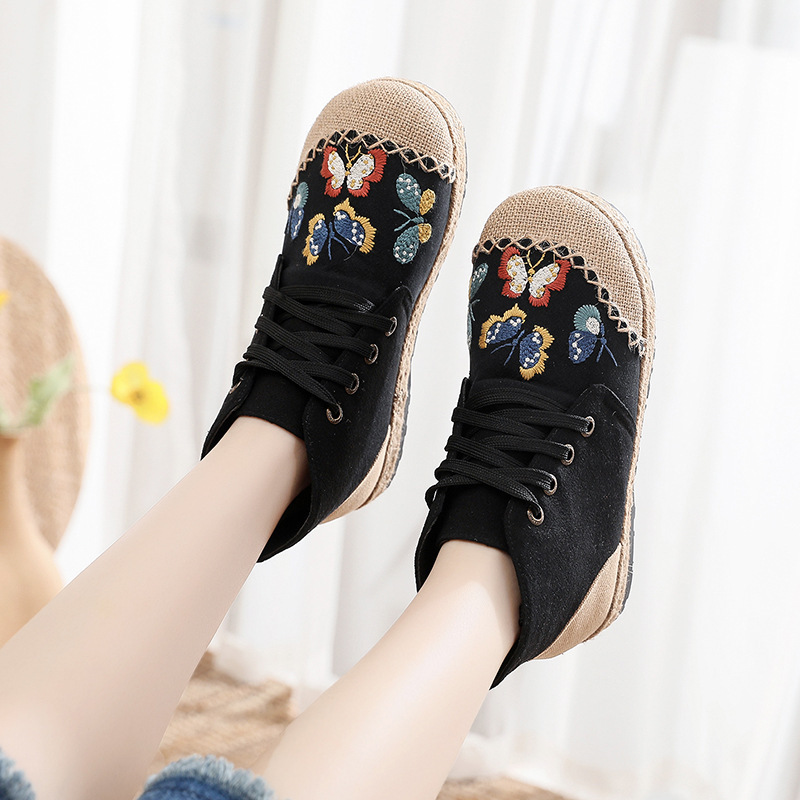 Women girls Old Beijing cloth shoes women folk embroidered hanfu cloth ...