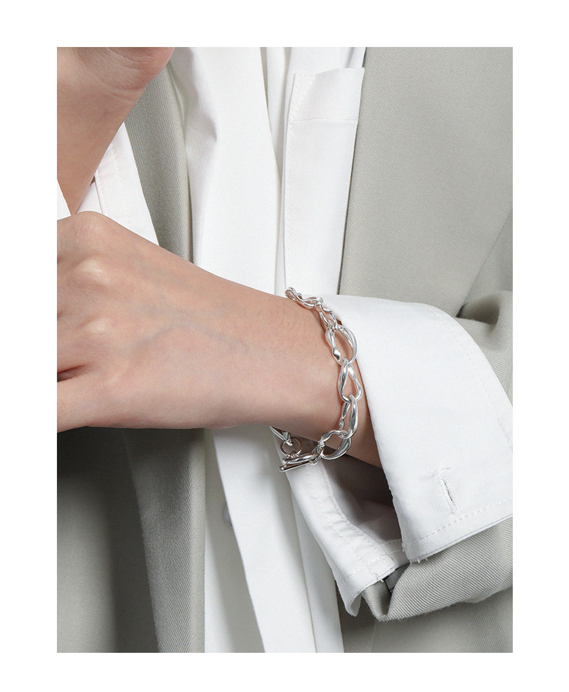 SL106韩版ins小众设计极简百搭冷淡风OT扣链条质感S925纯银手链女-阿里巴巴