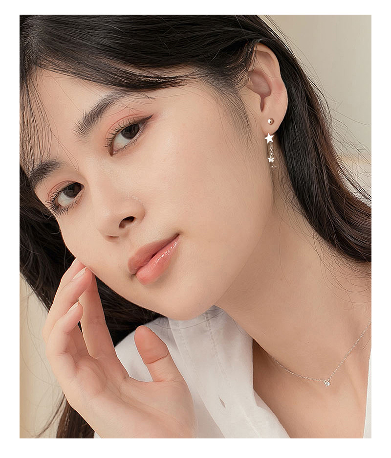 S999银2023年新款洋气耳钉女小众设计感气质小清新耳骨钉耳坠饰品-阿里巴巴