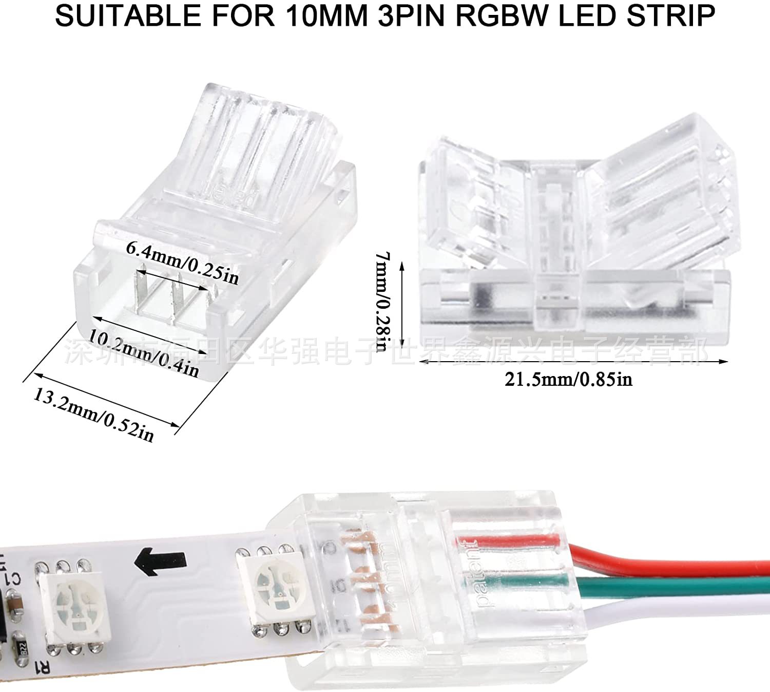 3Pin 10mm灯带板对线水晶免焊卡扣2812/2811/CCT LED灯条连接器-阿里巴巴