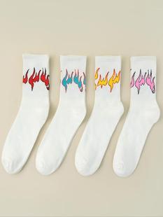 Men's Flame Print Crew Socks Casual Comfy Breathable Socks-阿里巴巴