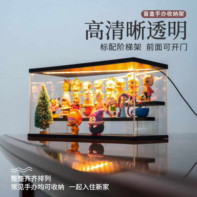 适用DORA5代百无禁忌系列盲盒手办潮流玩具场景亚克力灯光收纳盒-阿里巴巴