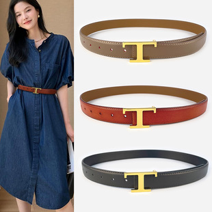 T字母版扣女士真皮腰带配牛仔裤西服外套裙子女皮带百搭跨境代发-阿里巴巴