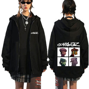 Rock Band Gorillaz Demon Days Album Graphic Zipper Hoodie-阿里巴巴