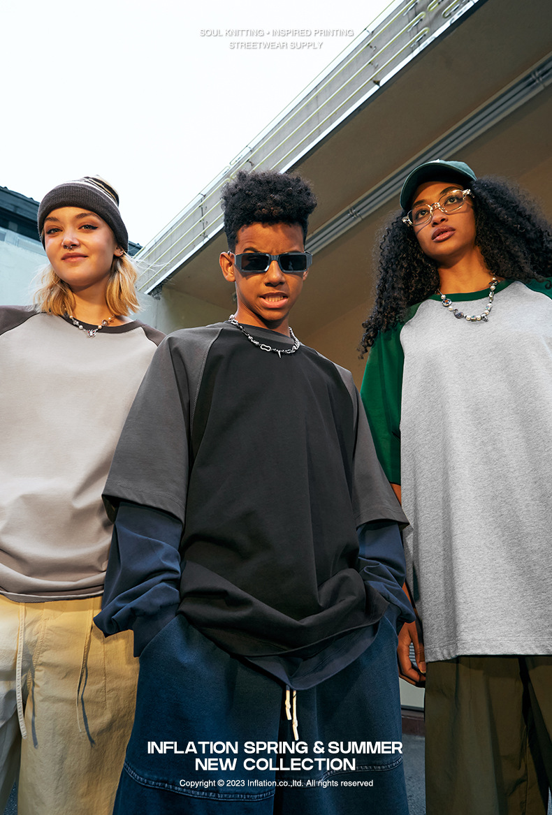 INF男装|FOG配色重磅265g撞色插肩袖T恤2024春夏高品质男士短袖T-阿里巴巴