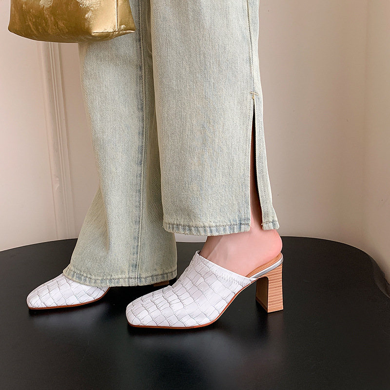 CHIKO Xaviera Square Toe Chunky Heels Clogs/Mules Shoes