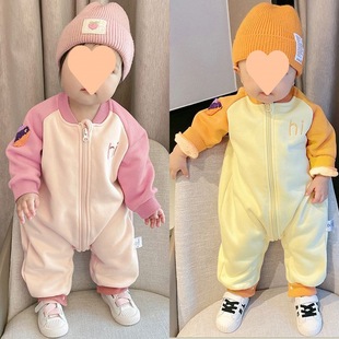 加绒纯棉男女宝宝连体衣春装秋冬季婴儿衣服1-23456789个月岁-阿里巴巴