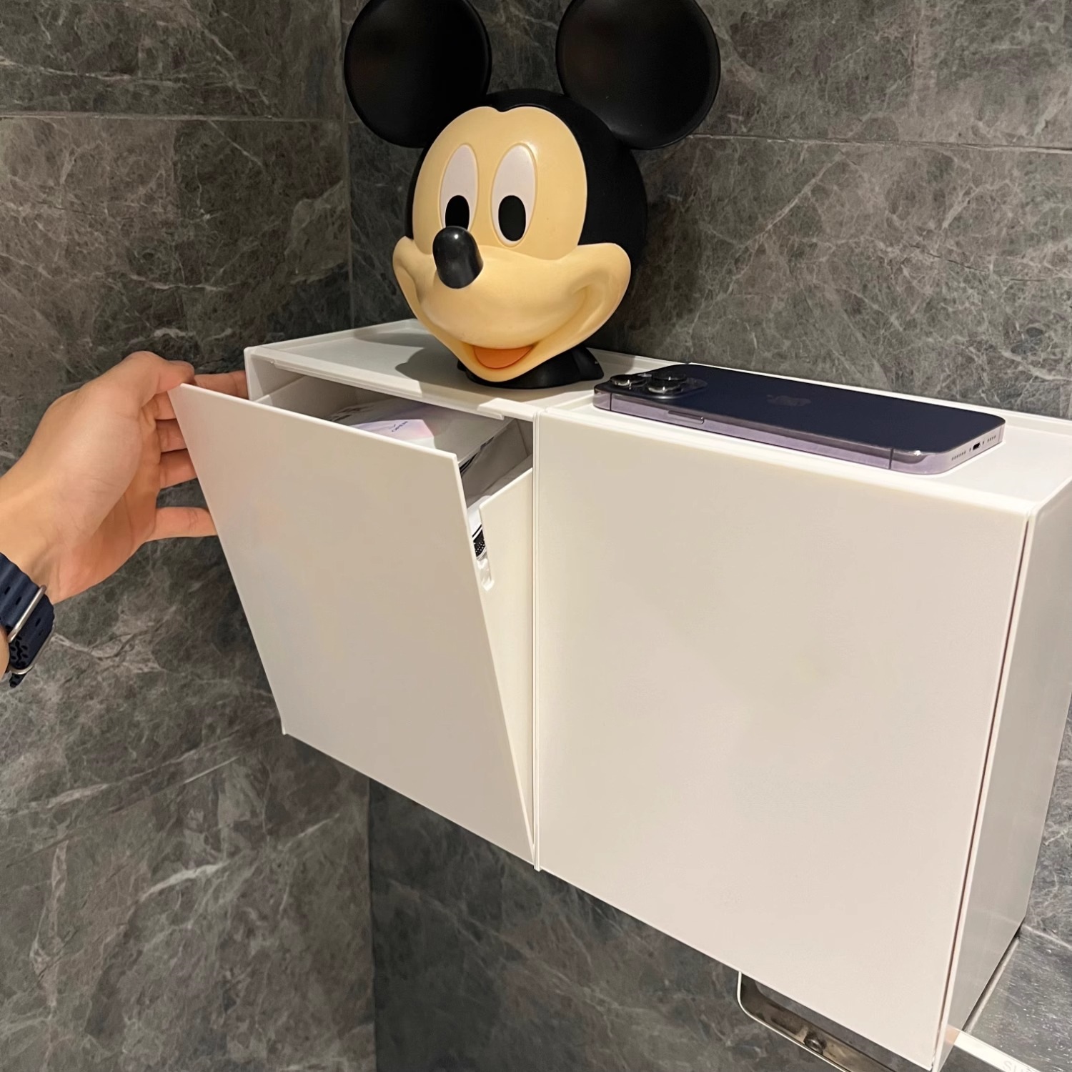 Cartoon Bathroom Storage Box Wall-Mounted Toilet Paper Storage Rack ...