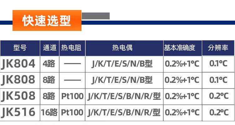 金科JK808 804手持式多路温度测试仪4/8路热电偶巡检仪温升记录仪-阿里巴巴