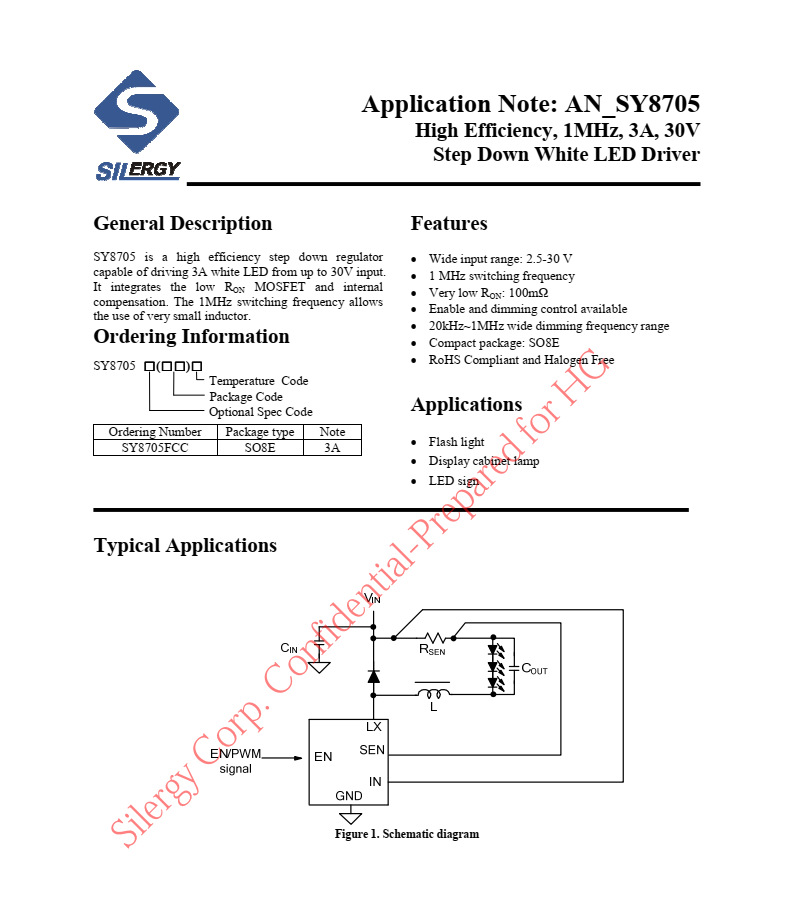 矽力杰SY8705FCC，LED直流驱动芯片SO8E封装，1MHz开关频率-阿里巴巴