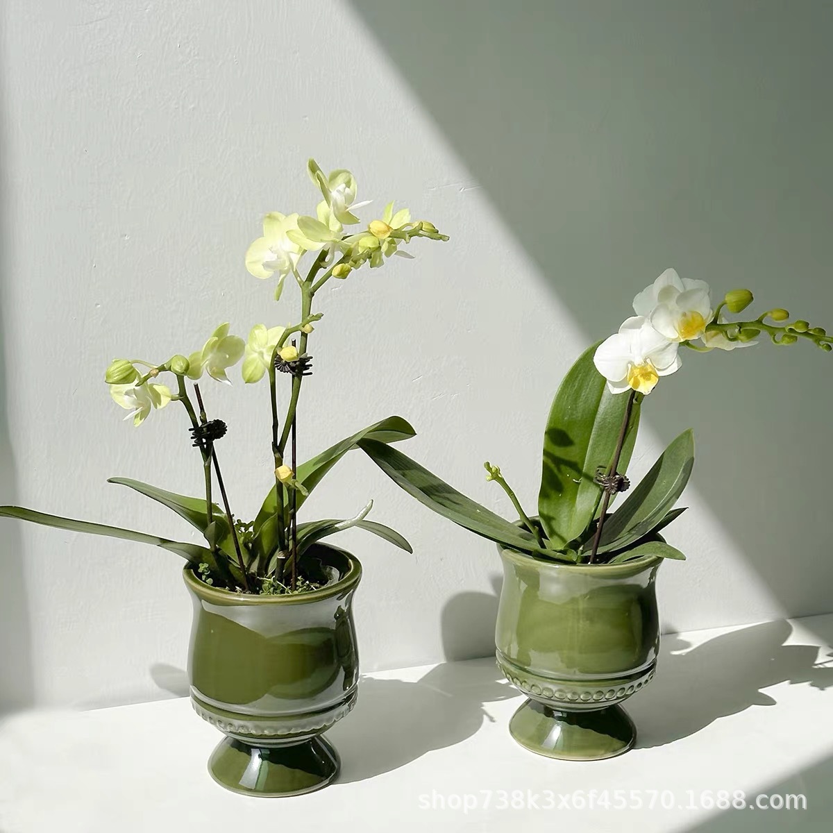 法式2.8寸蝴蝶兰海芋盆器复古高脚花器风陶瓷客厅桌面绿植花器-阿里巴巴