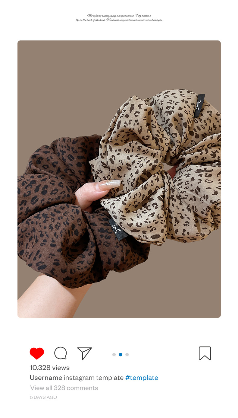 秋冬复古豹纹超大肠发圈女蓬松裙边扎发头绳2025新款皮筋头花发饰-阿里巴巴