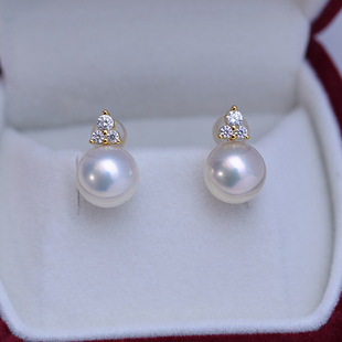 淡水9-10mm白色正圆强光细微瑕珍珠耳钉耳坠S925银戴妃款耳饰批发-阿里巴巴