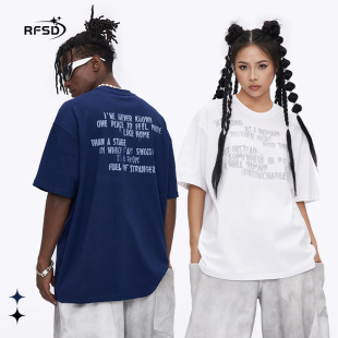 RFSD男装|美式字母印花T恤2024春夏新品潮牌街头宽松短袖上衣男-阿里巴巴