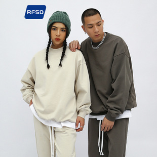 RFSD男装|2023秋冬新款420g克重磅毛圈美潮高街宽松圆领纯色卫衣-阿里巴巴