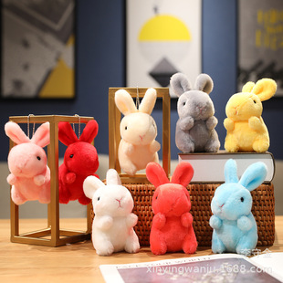 彩色小兔子毛绒玩具可爱仿真兔公仔兔年生肖吉祥物毛茸茸玉兔玩偶-阿里巴巴