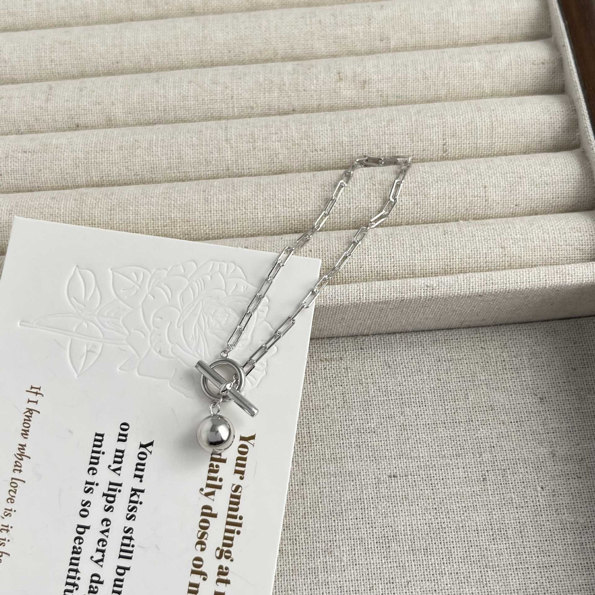 s925纯银韩国东大门OT扣手链女ins风百搭高级感手势球形吊坠配饰-阿里巴巴