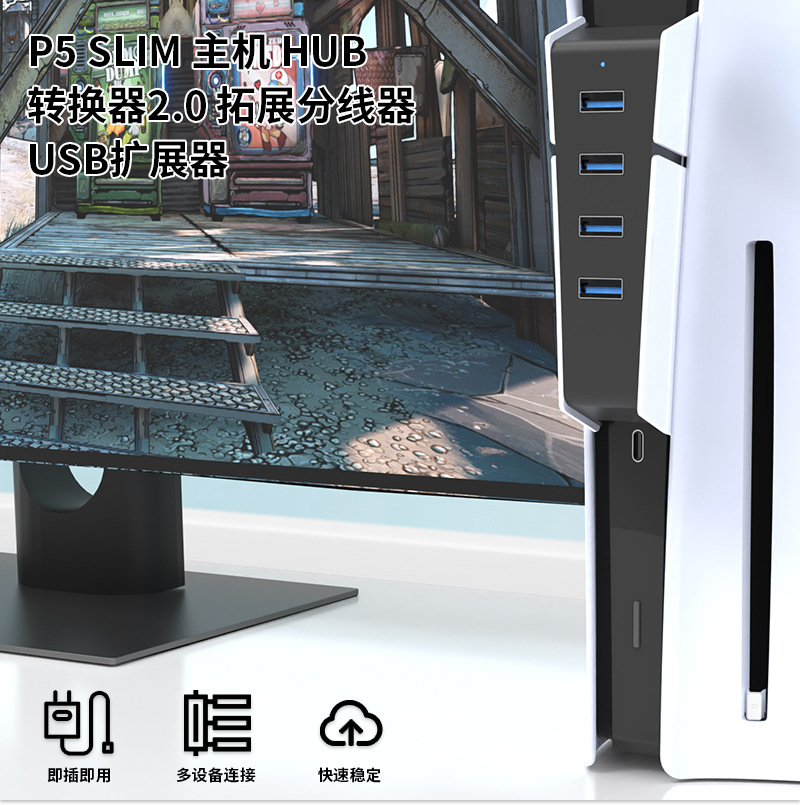 跨境爆款PS5,Slim,HUB分线器扩展器 拓展坞 PS5slim hub USB拓展-阿里巴巴