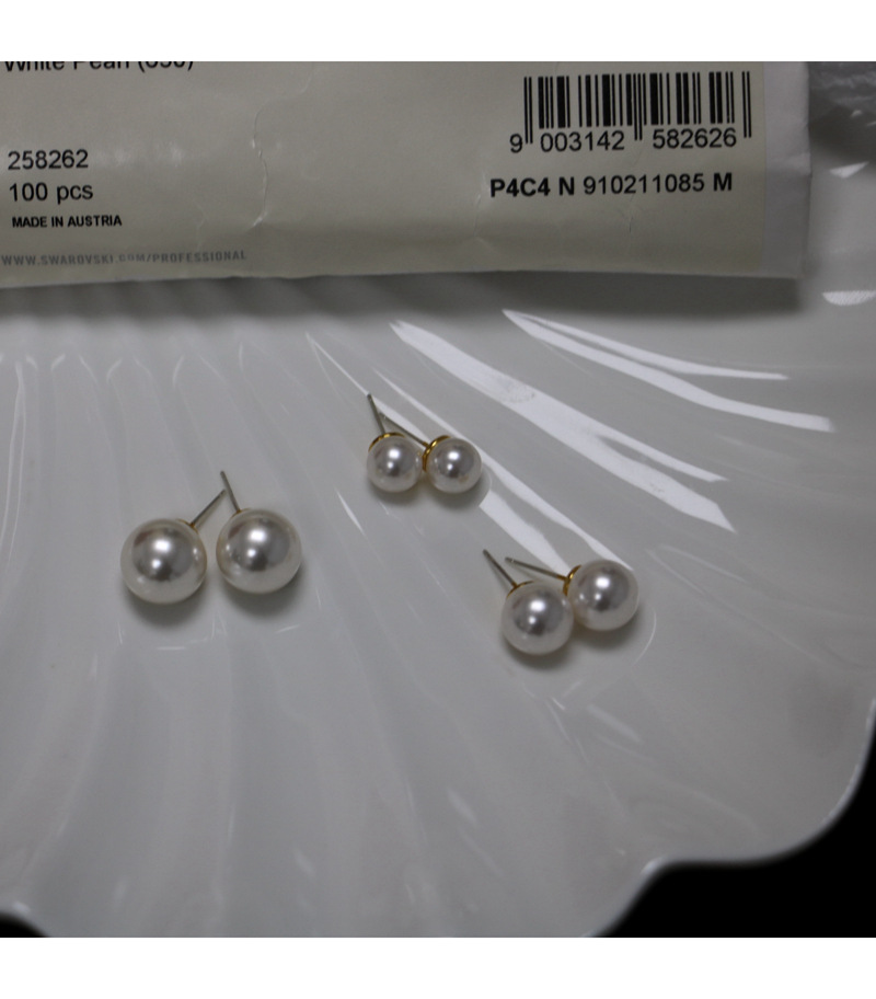 韩国FEVER马贝珍珠耳钉耳夹大灯泡色号650正圆强光925银针-阿里巴巴