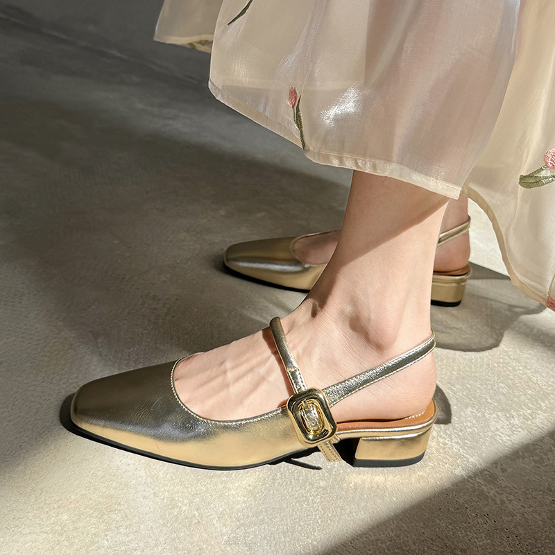 CHIKO Fallon Square Toe Block Heels Slingback Shoes