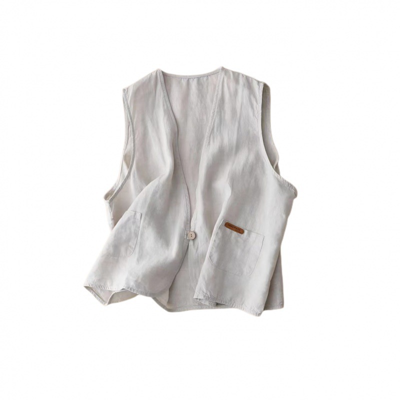 New Arrival Linen Artistic Original Color Vest Summer Outer Wear Thin ...