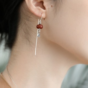 S925银蜜蜡平安方牌耳线 约2.6g 长7cm-阿里巴巴