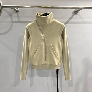 SUBHUMAN女款丨暗黑风格复副线飘带斜拉链高领棉质磨毛卫衣外套-阿里巴巴