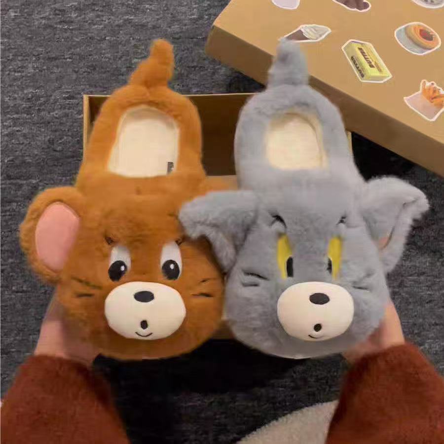 AFGH正版猫和老鼠Tom抱抱拖鞋居家防滑厚底毛毛拖-阿里巴巴