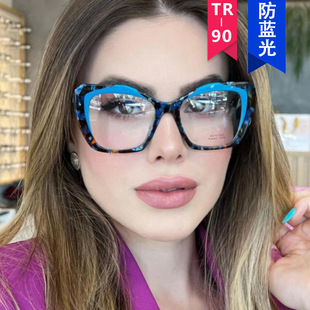 拼色撞色猫眼平光镜2023新款TR90防蓝光眼镜框ins跨境潮流眼镜架-阿里巴巴