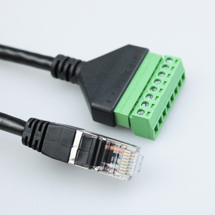 工厂RJ45转8Pin接线端子RJ45公水晶头转免焊端子网线转接延长线-阿里巴巴