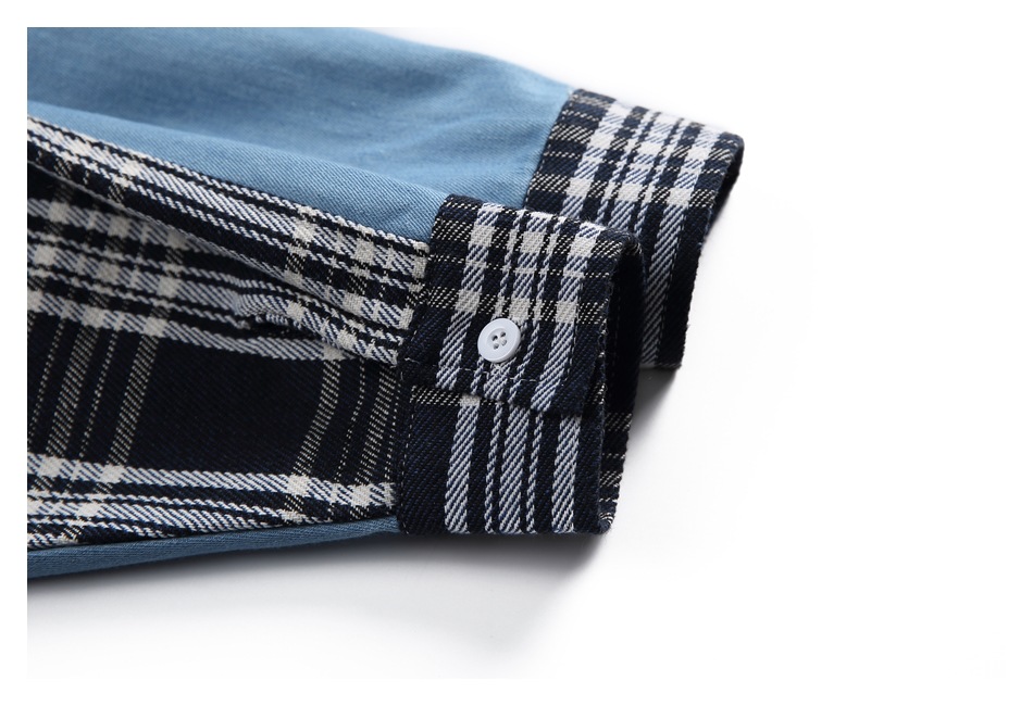 NotBrand国潮日系复古衬衫男士百搭休闲拼接格子长袖衬衣CS94114-阿里巴巴