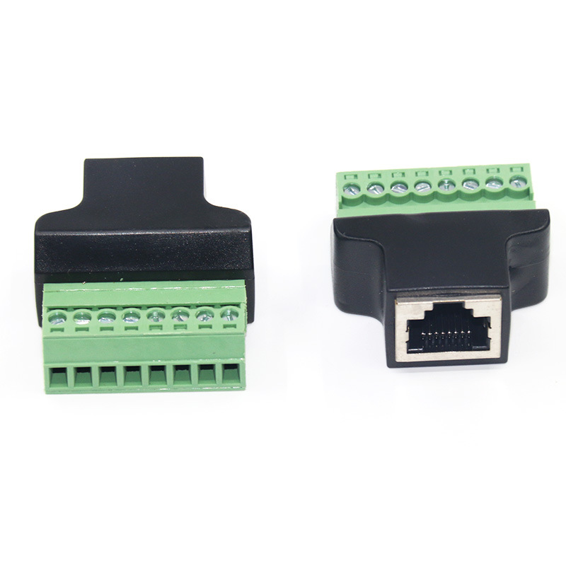 RJ45母转8Pin端子RJ45水晶头接线转8位端子 8C网口母座转绿色端子-阿里巴巴