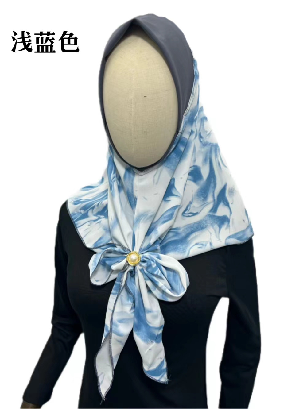 新款雪纺印花三角巾头巾女士时尚盖头纱巾多色厂家直销W031-阿里巴巴