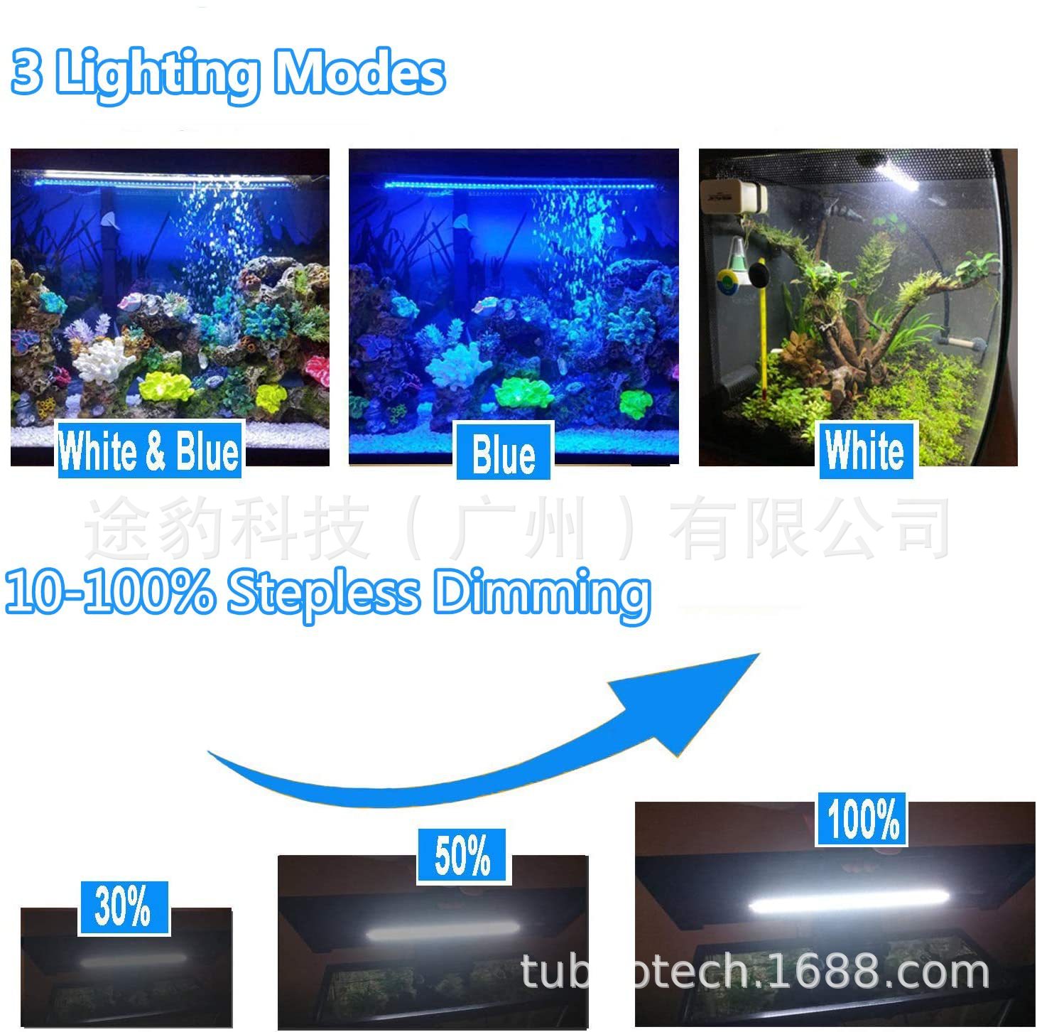 跨境水族馆灯定时调光2835/5050/5730蓝白LED潜水下IP68鱼缸LED灯-阿里巴巴