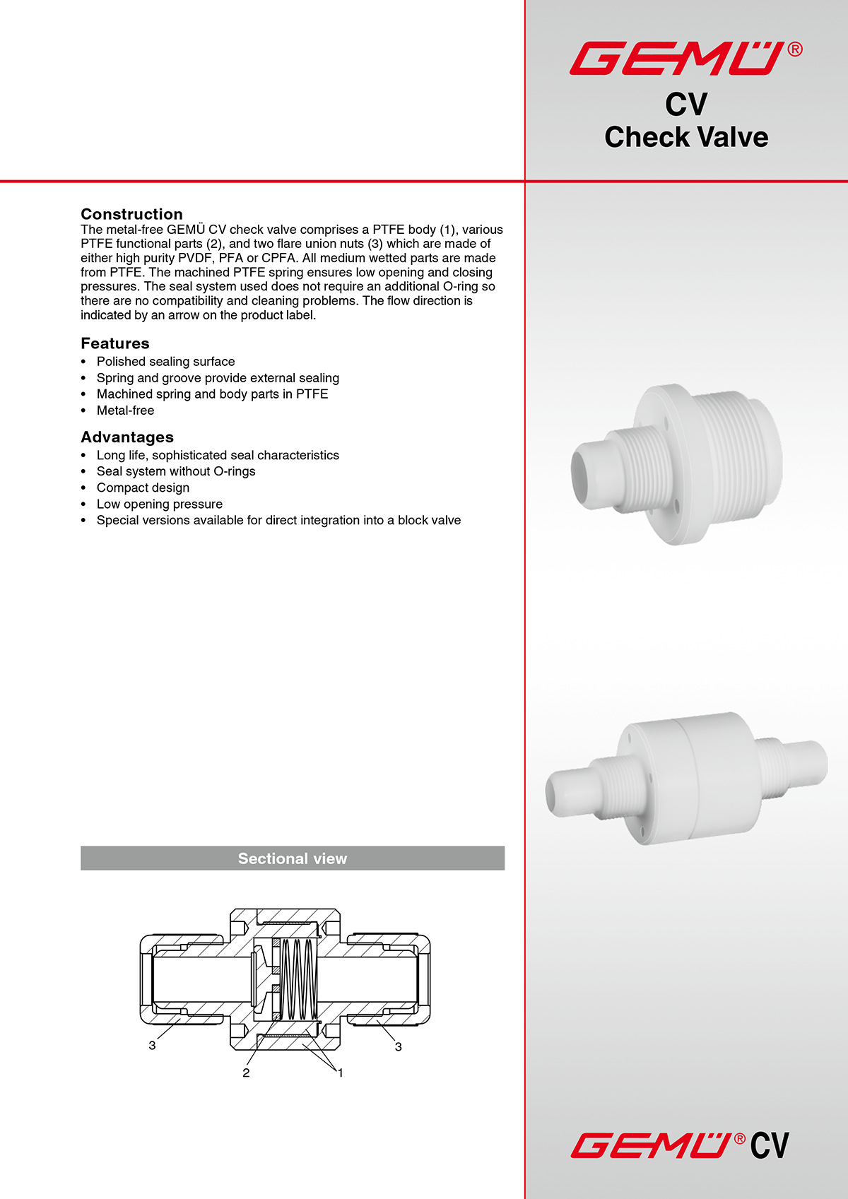 德国盖米GEMU PFA单向阀PFA止回阀PFA Check valve-阿里巴巴