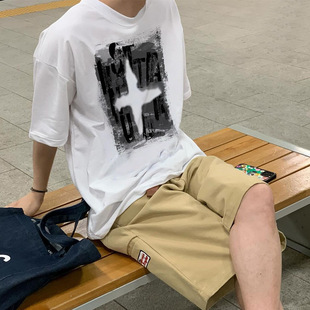 乱步260G纯棉美式高街涂鸦印花短袖T恤男女夏季宽松情侣装上衣潮-阿里巴巴